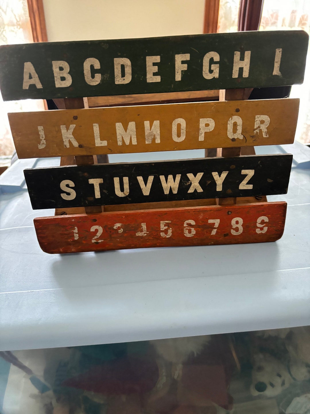 Antique Kids Alphabet Folding Stool - Etsy