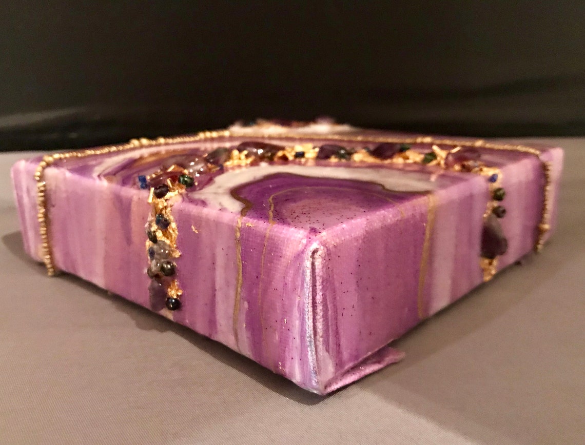 Embellished Geode Acrylic Pour Painting Sealed With Resin - Etsy