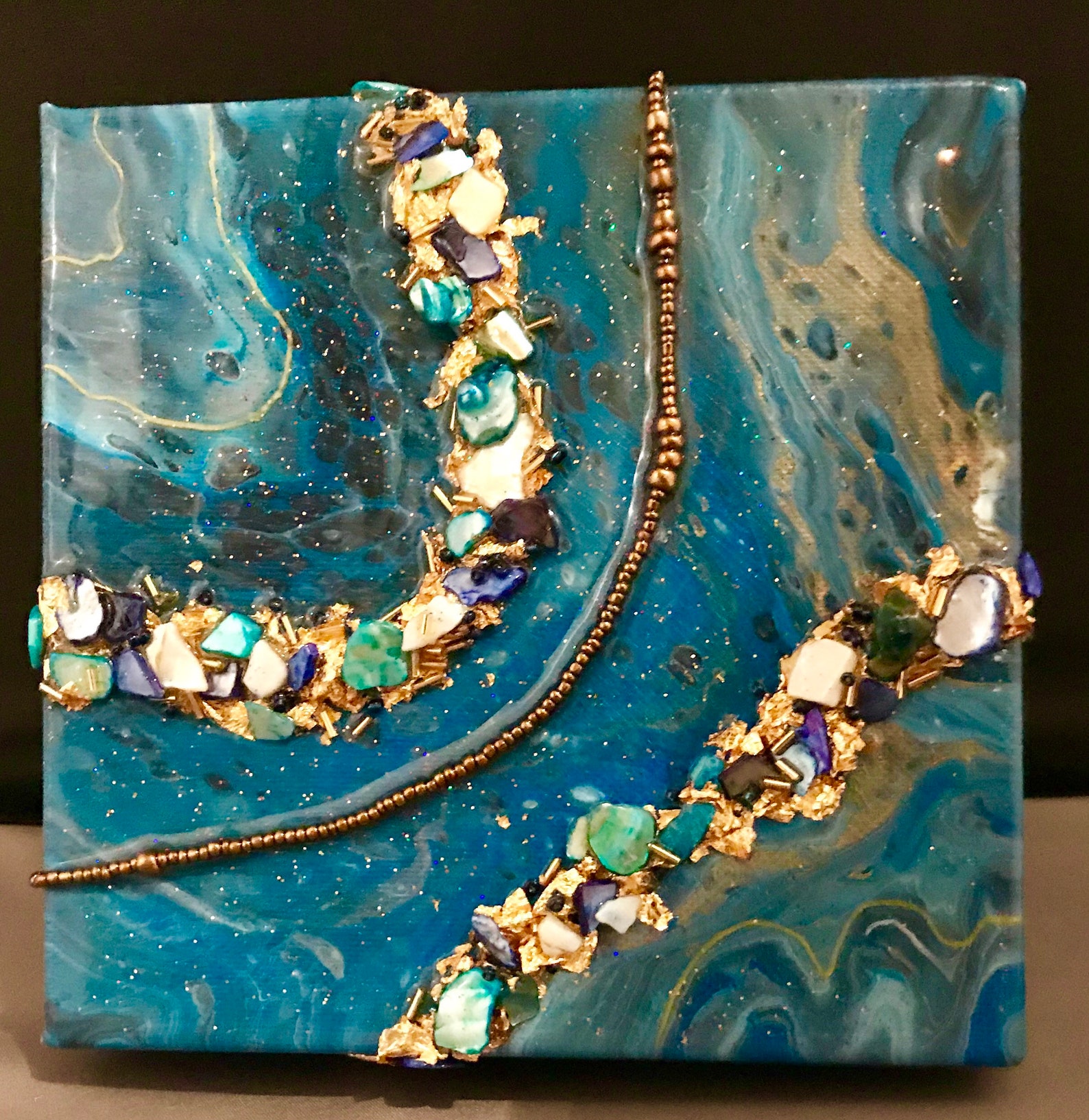 Embellished Geode Acrylic Pour Painting Sealed With Resin - Etsy