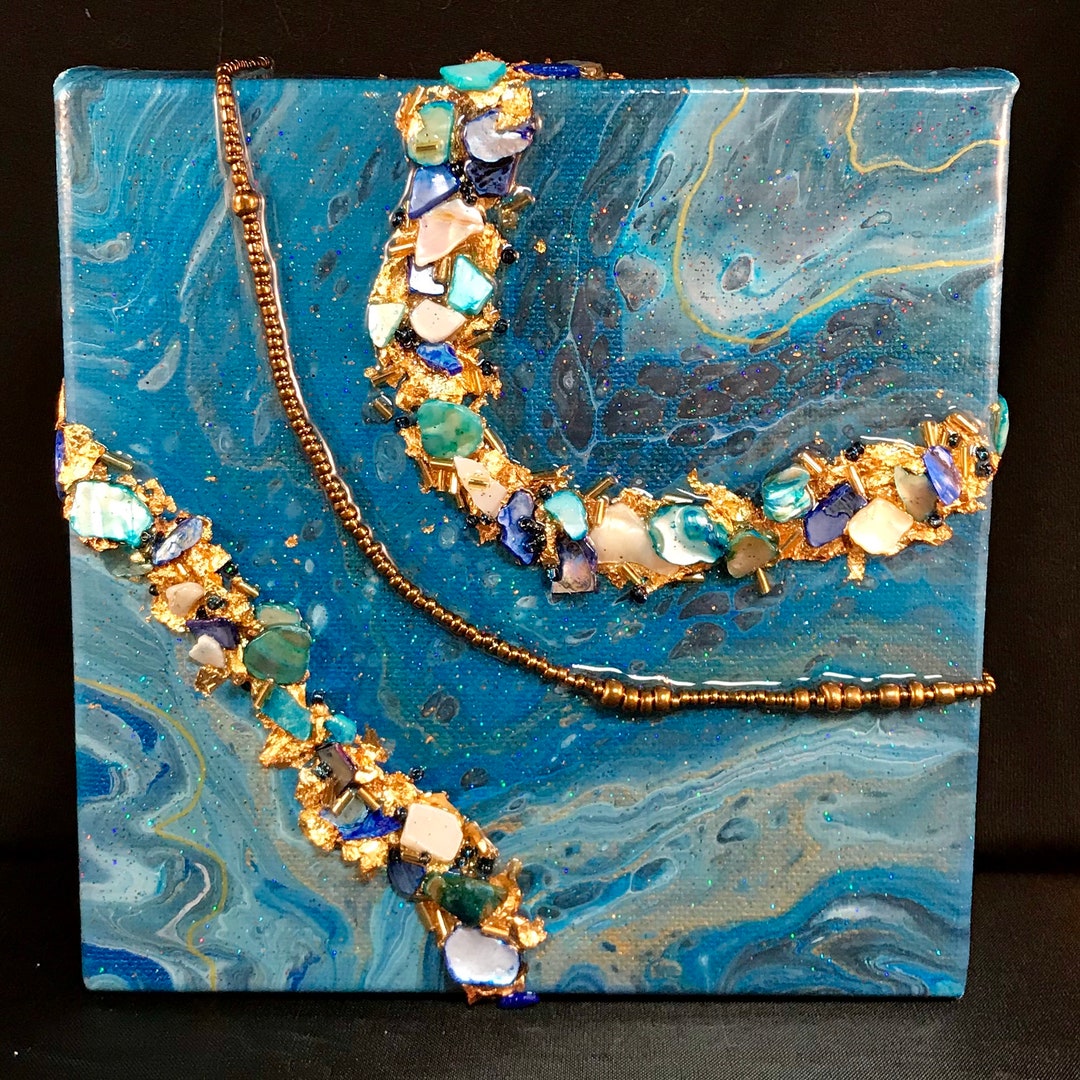 Embellished Geode Acrylic Pour Painting Sealed With Resin - Etsy