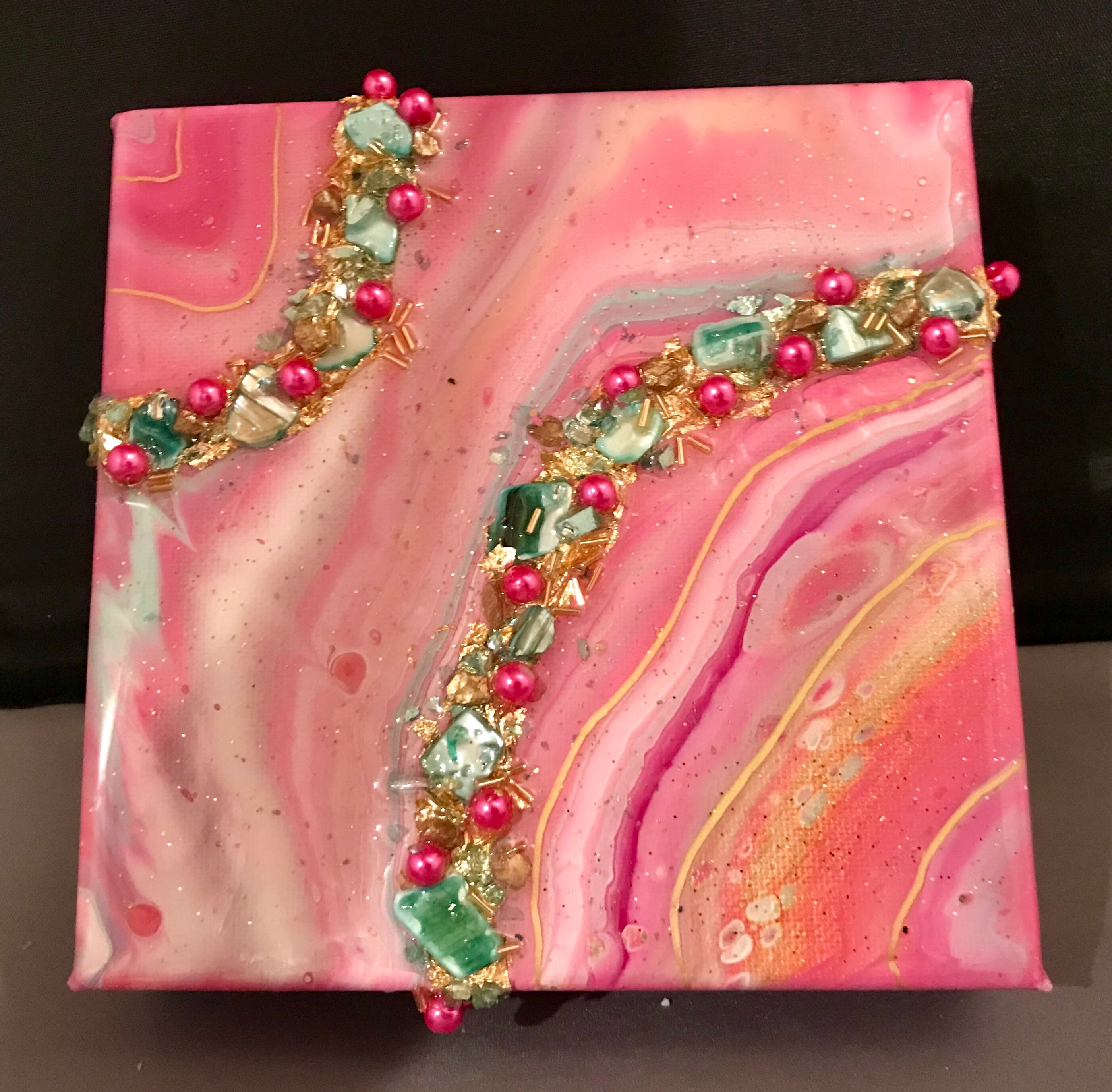 Embellished Geode Acrylic Pour Painting sealed with Resin - Etsy.de