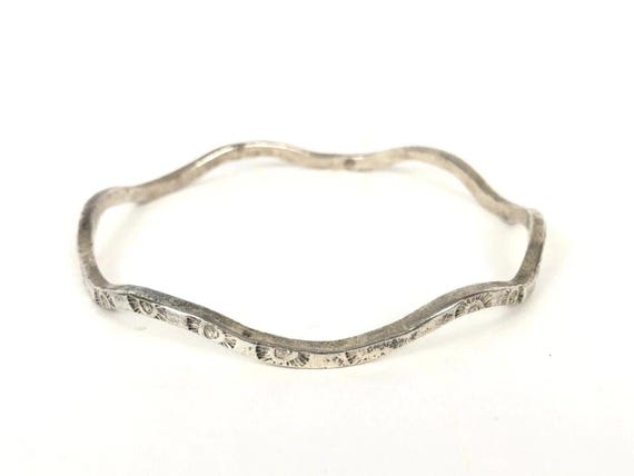 Sunface Stamped Sterling Silver angle Bracelet 925 Es… - Gem