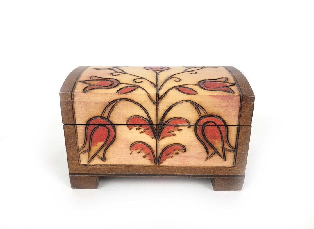 Polish Hand Crafted Wood Tulip Box Trinket Tooth Fairy Jewelry Memory ...