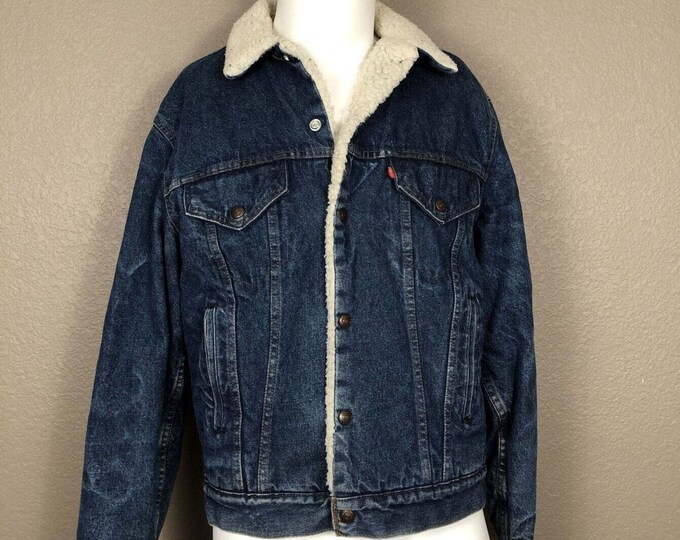 Vintage Levis Denim Sherpa Lined Jacket 71608-0216 Made in USA Size 40L ...