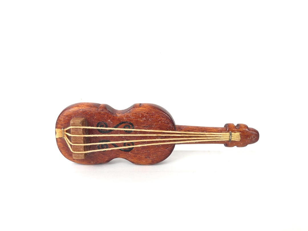 Violin Cello Fiddle Carved Wood Hand Made Pin Brooch 2.75" Pre-owned - Etsy