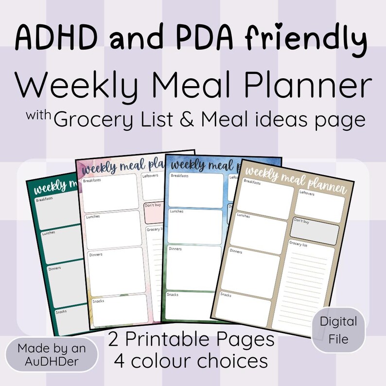Printable Weekly Meal Planner - Flexibility and Control, ADHD and PDA ...