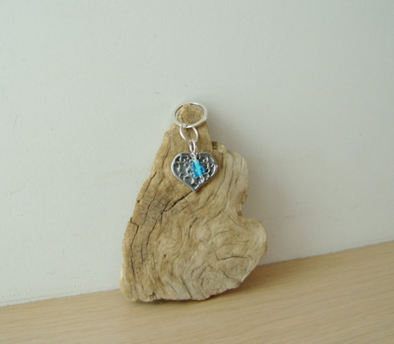 Silver Heart Key Ring, Silver Heart and Blue Eye Keychain, Aluminum ...