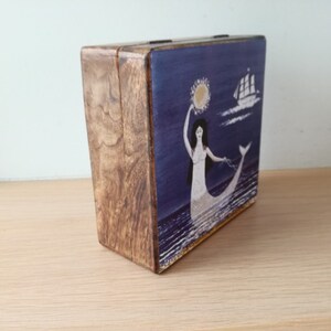 Mermaid Wooden Box With Greek Mermaid Decoupage, Vintage Gift Box With ...