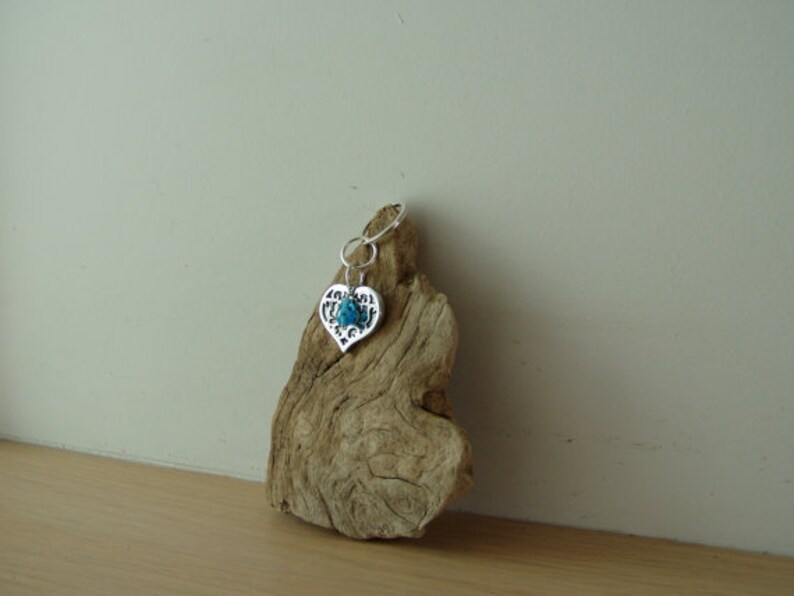 Silver Heart Key Ring, Silver Heart and Blue Eye Keychain, Aluminum ...