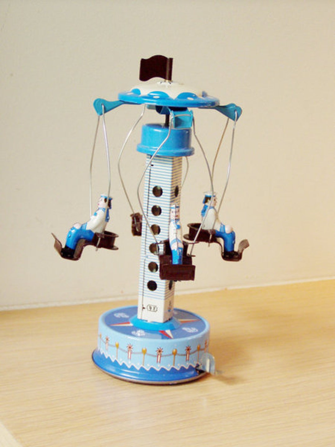 Vintage Metal Carousel, Blue and White Carnival Ride With Sailors ...