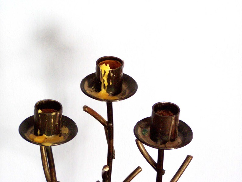 Vintage Iron Candlesticks, Set of Three, Twig Shaped Black, Wrought ...