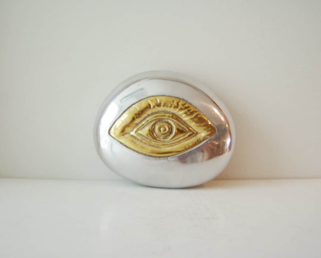 Brass Eye Paperweight Pebble Brass Eye on Aluminum Pebble - Etsy