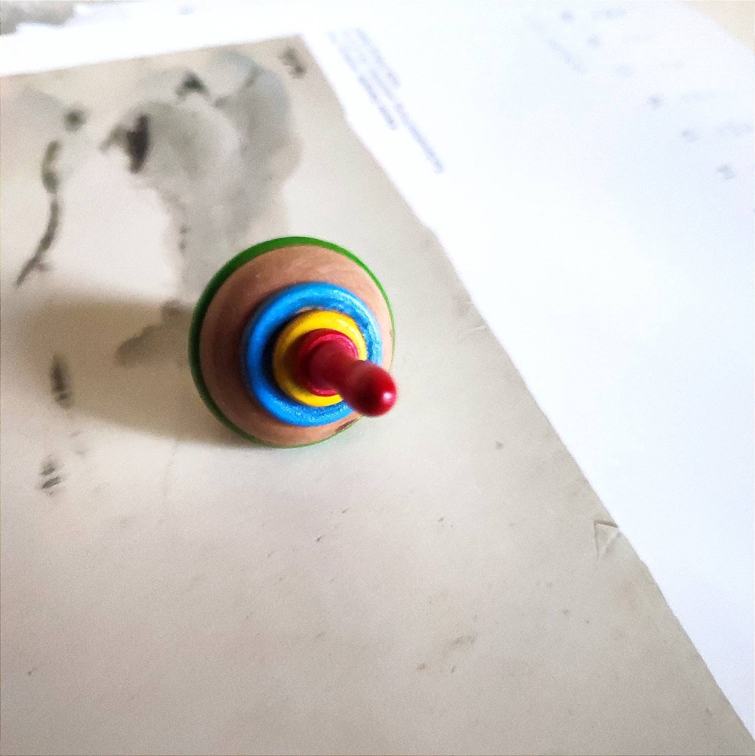 Vintage Spinning Top, Tiered, Colourful Wooden Top, Retro Style ...