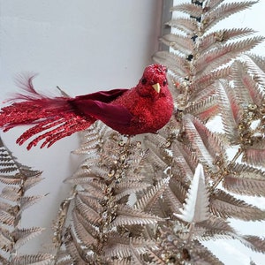 Red Bird Ornament, Red Bird Figure With Long Tail and Sequined Body ...
