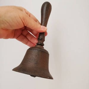Vintage Brass Bell, Oxidised Brass Bell With a Handle and Clapper, Solid Brass, Retro Metal Bell ...