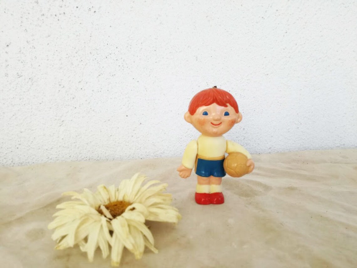 Plastic Boy Figurine Vintage Toy Boy Figurine With Football | Etsy