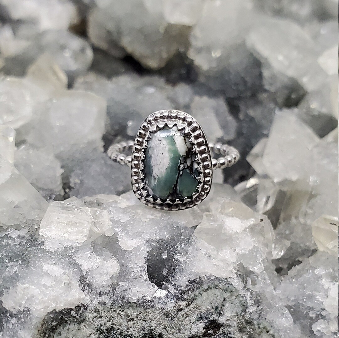 Variscite Ring, Gemstone Ring, Boho Ring, Sterling Silver Ring,stacking ...