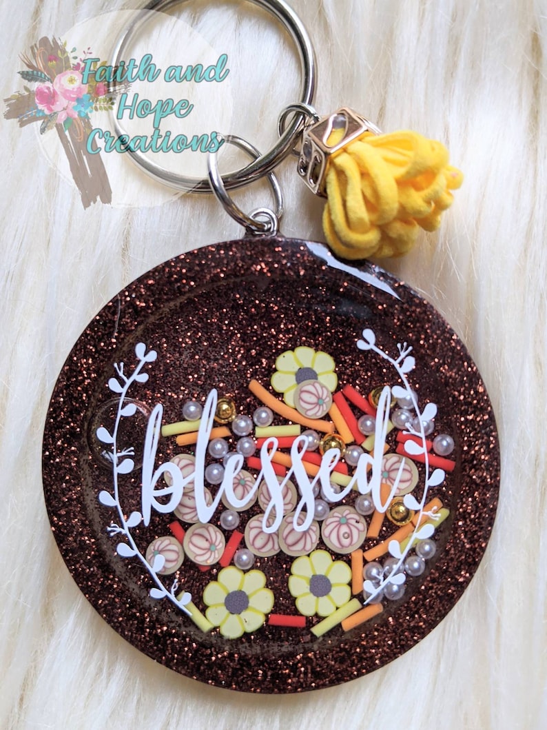 Blessed Fall Theme Shaker Keychain - Etsy