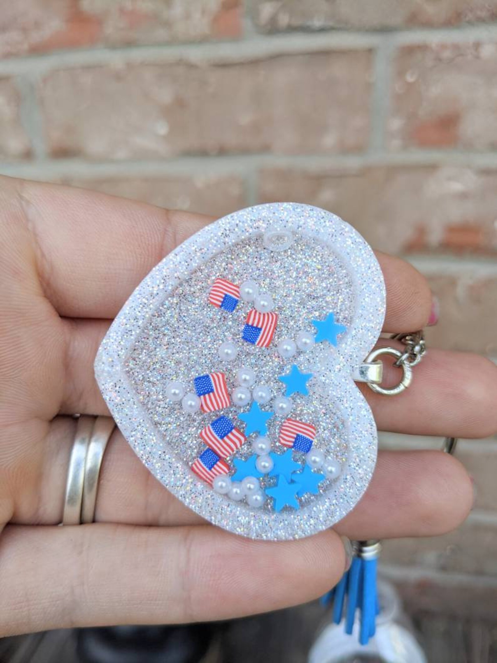 Patriotic heart shaker keychain | Etsy