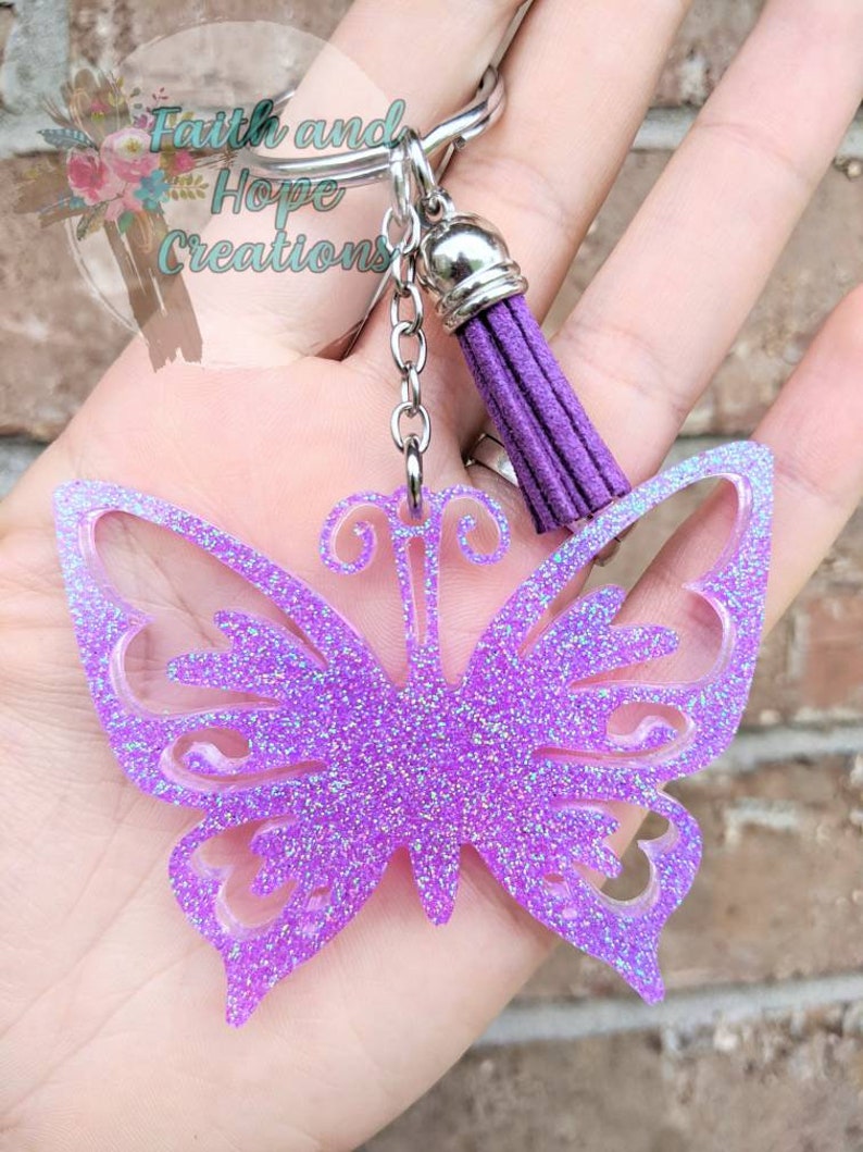 Butterfly Glitter Keychain - Etsy