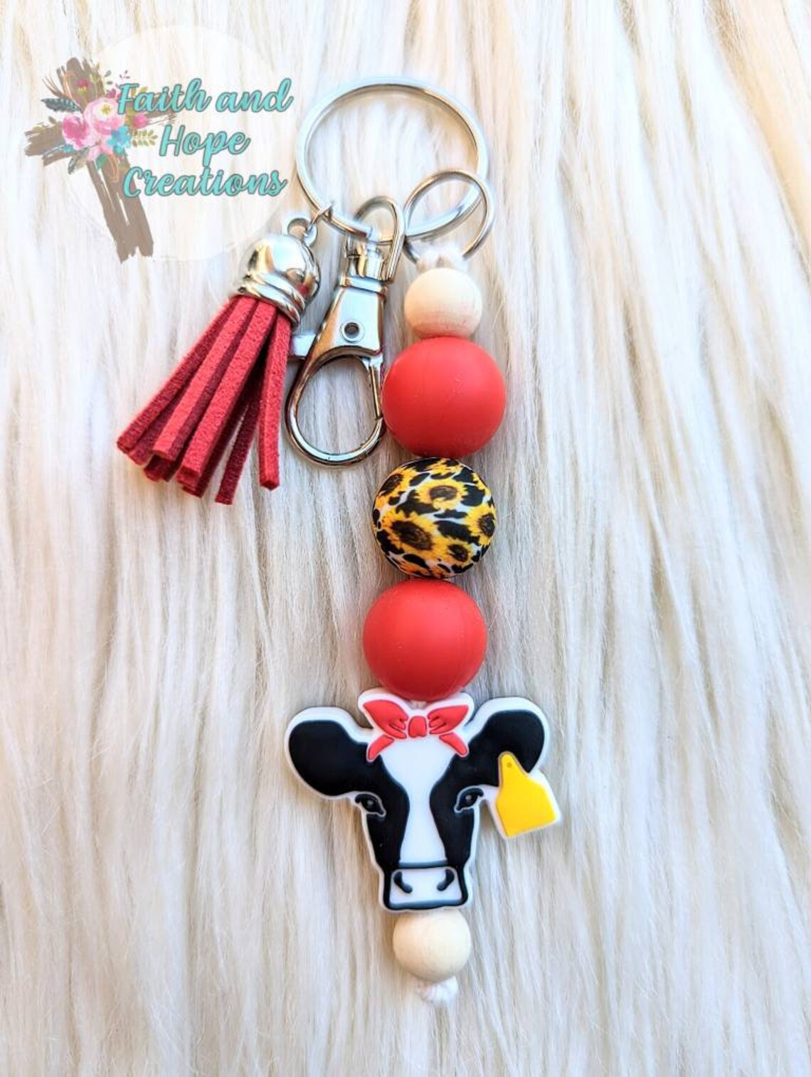 Beaded Cow Keychain Beaded Keychain Animal Beaded Keychain - Etsy