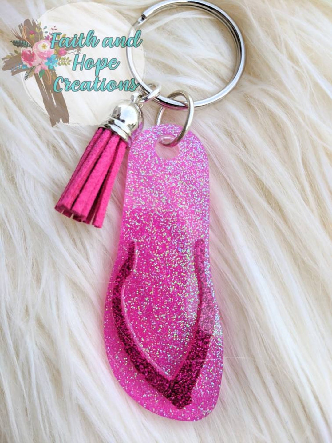 Flip Flop Glitter Keychain - Etsy