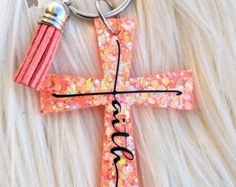 Purple Faith Cross Keychain | Etsy