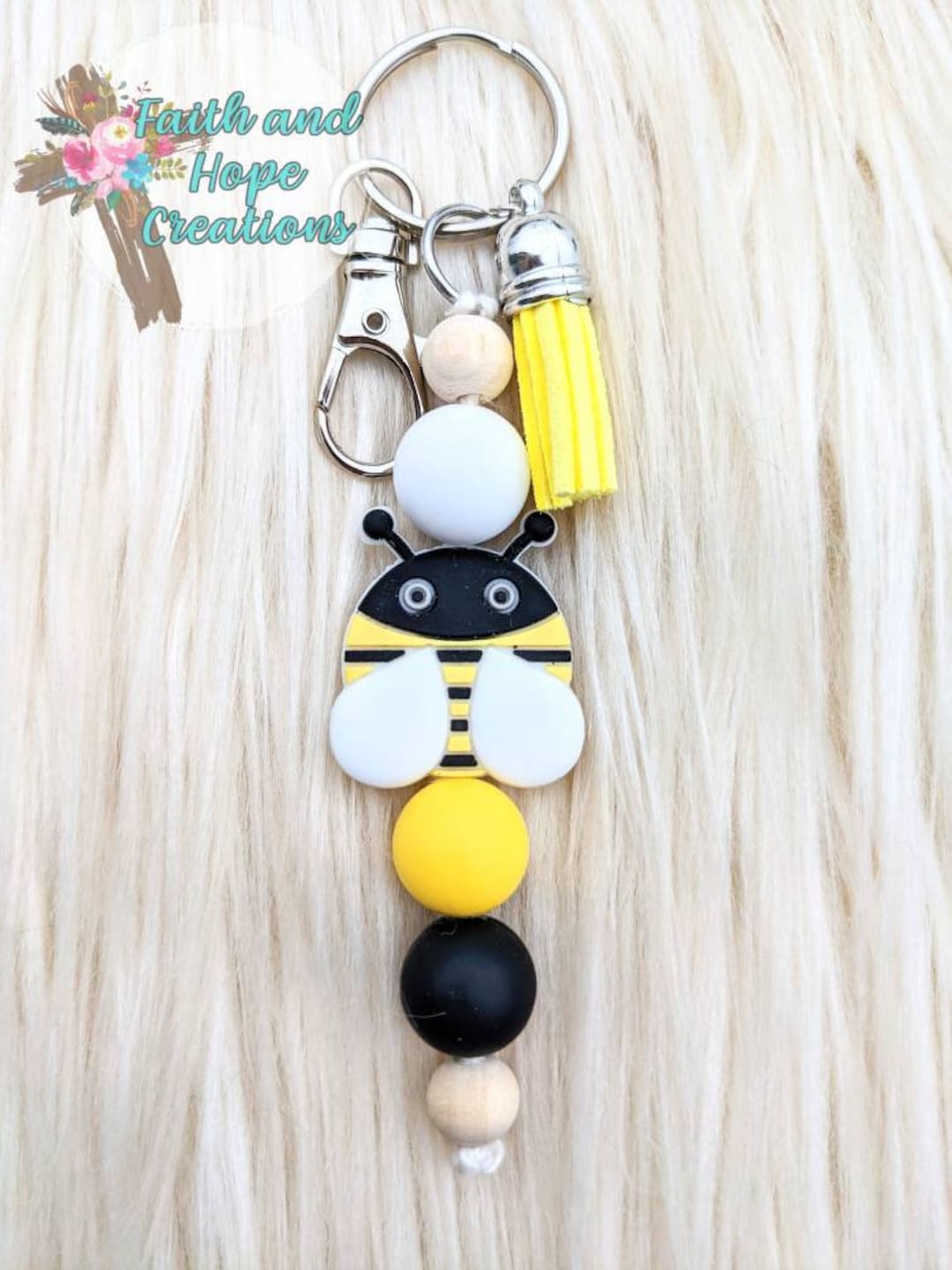 Beaded Bumble Bee Keychain, Beaded Keychain Animal, Beaded Keychain ...