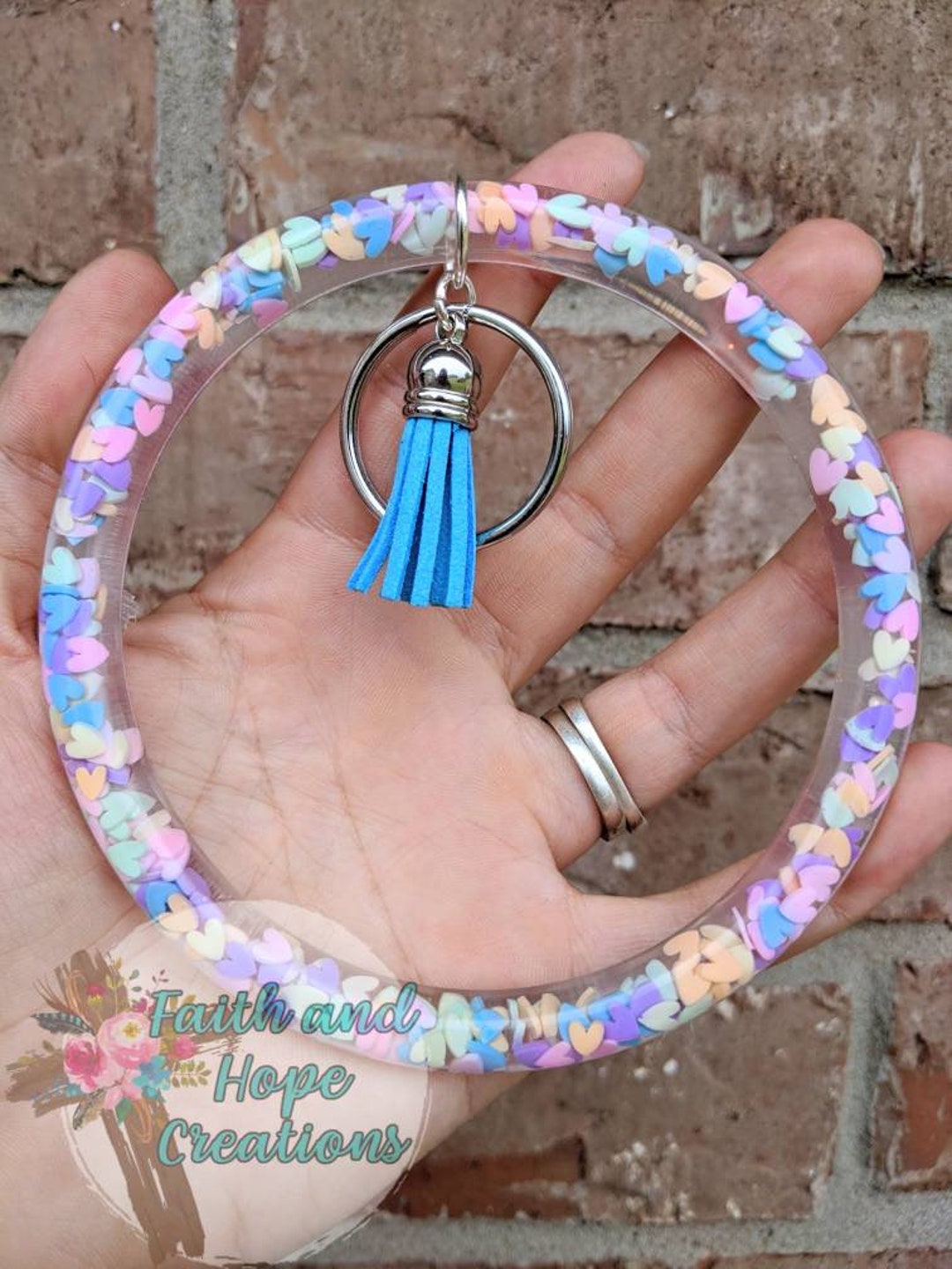 Glitter Keychain Bangle, Keychain Bracelet, Bangle Key Ring, Gifts for ...