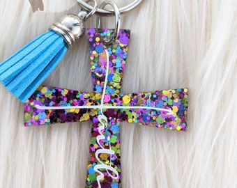 Purple Faith Cross Keychain | Etsy