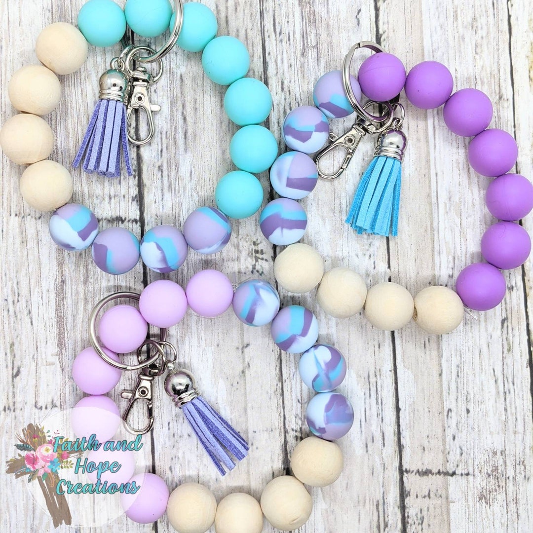 Beaded Tie-dye Mermaid Inspired Keychain Bracelet - Etsy
