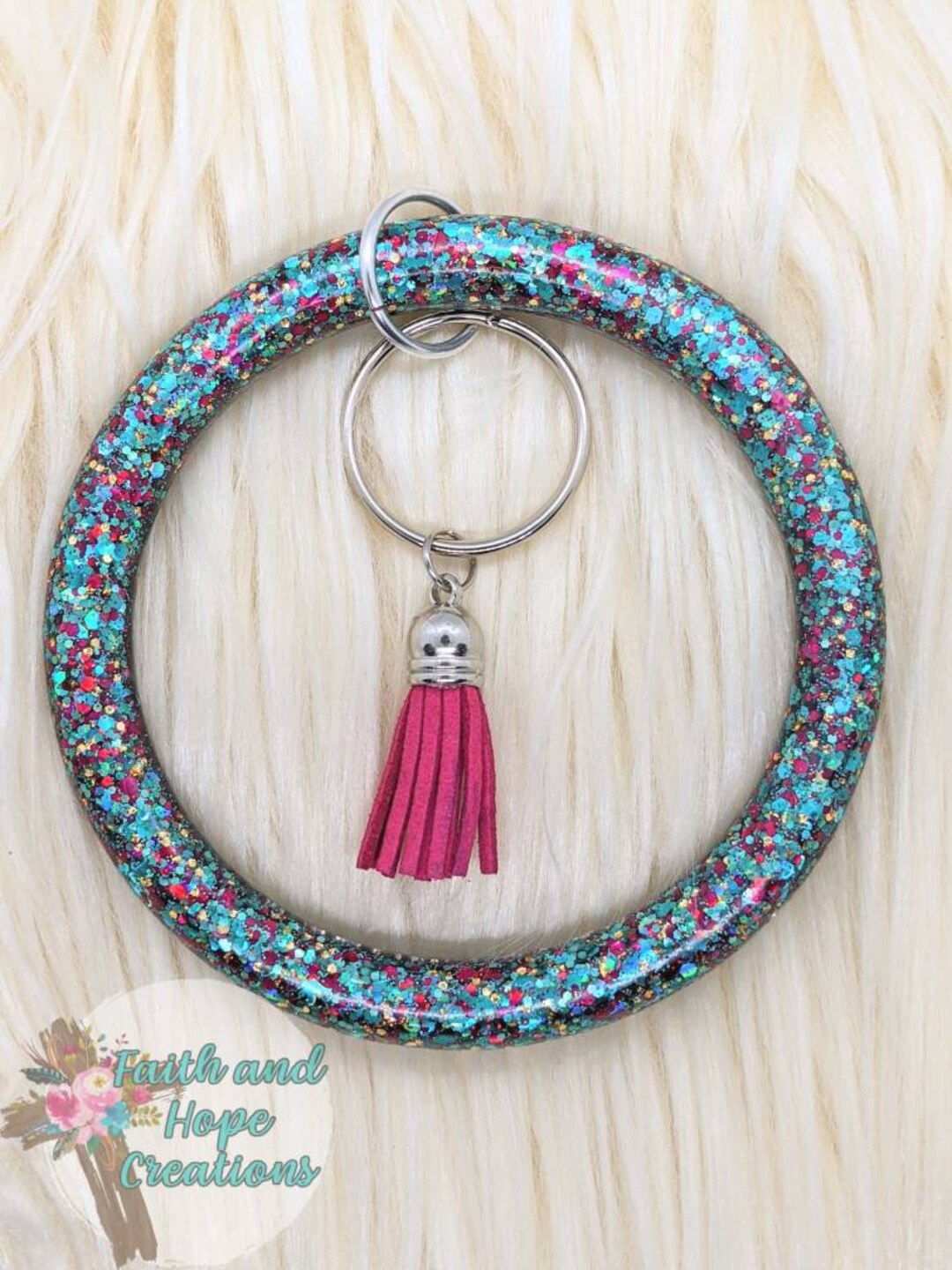 Glitter Keychain Bangle, Keychain Bracelet, Bangle Key Ring, Gifts for ...