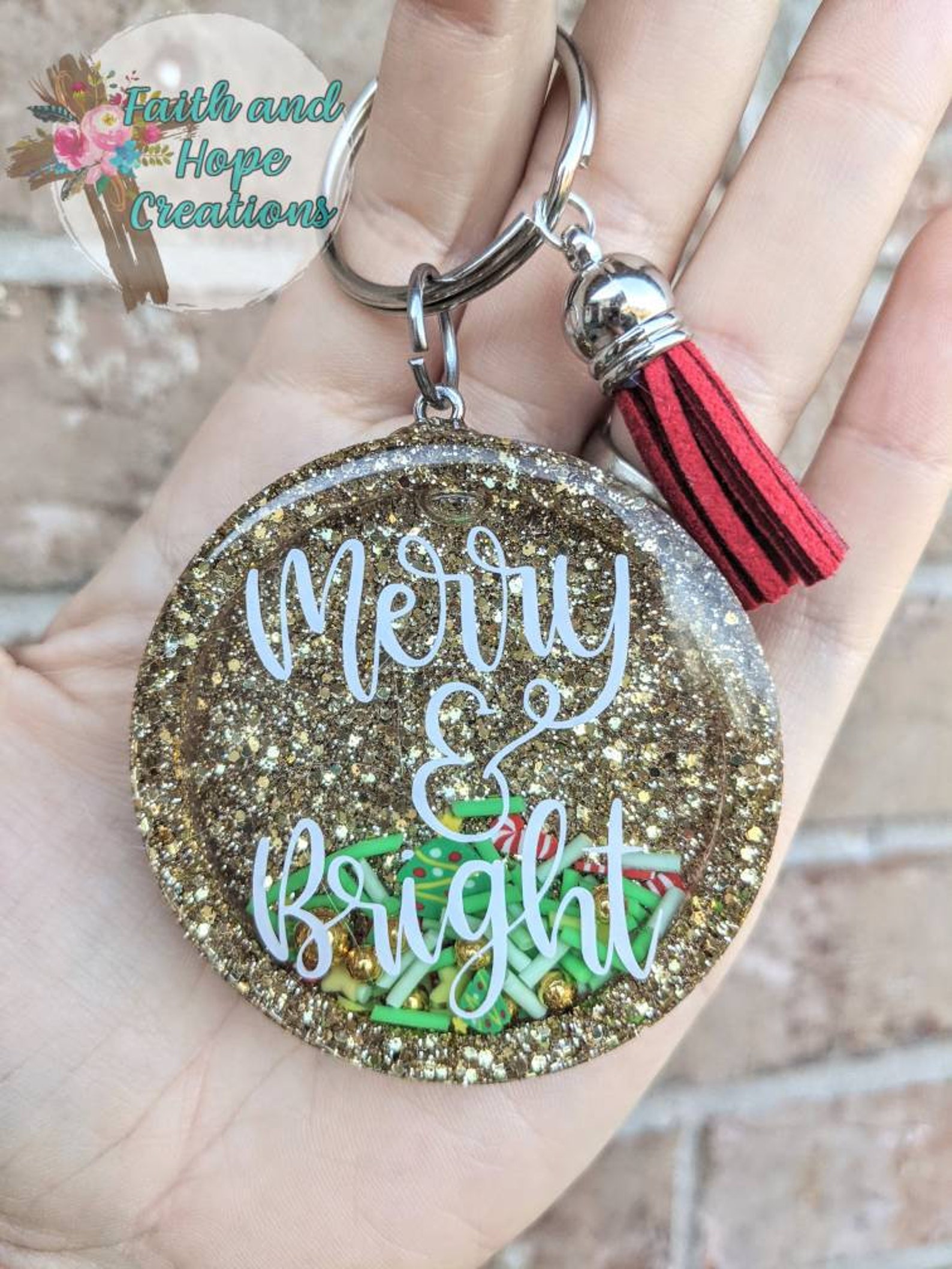 Christmas Shaker Keychain - Etsy