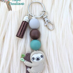 Beaded Sloth Keychain, Beaded Keychain Animal, Beaded Keychain Silicone ...