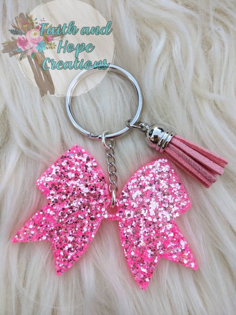 Glitter Bow Keychain - Etsy