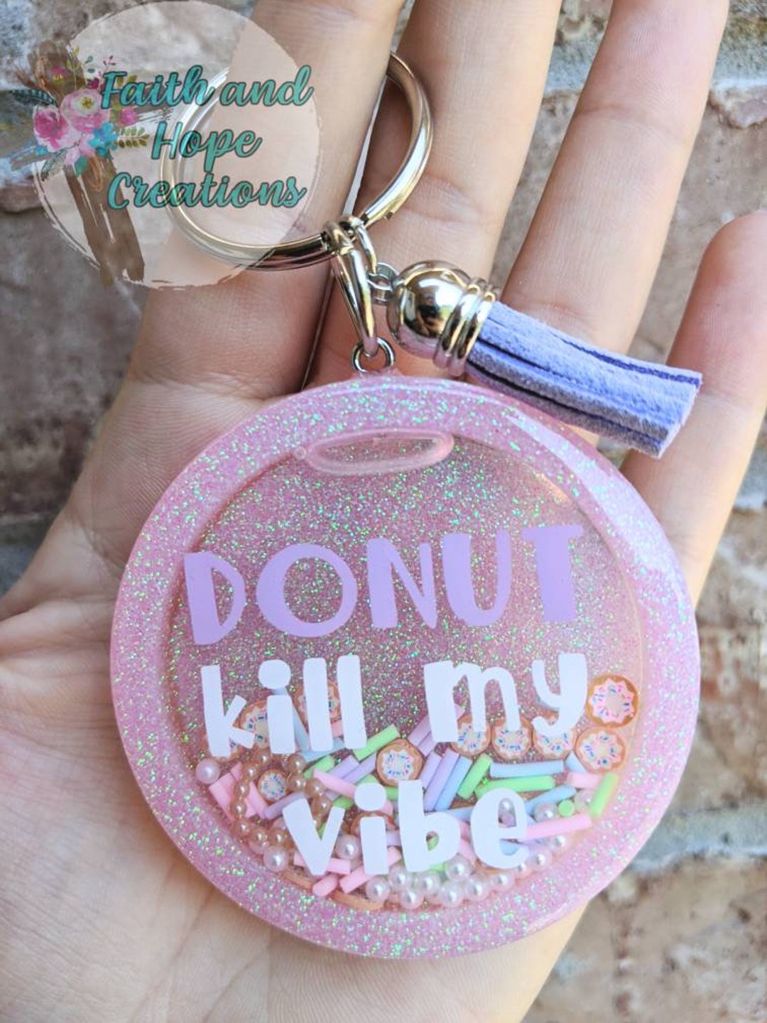 Donut Theme Shaker Keychain - Etsy