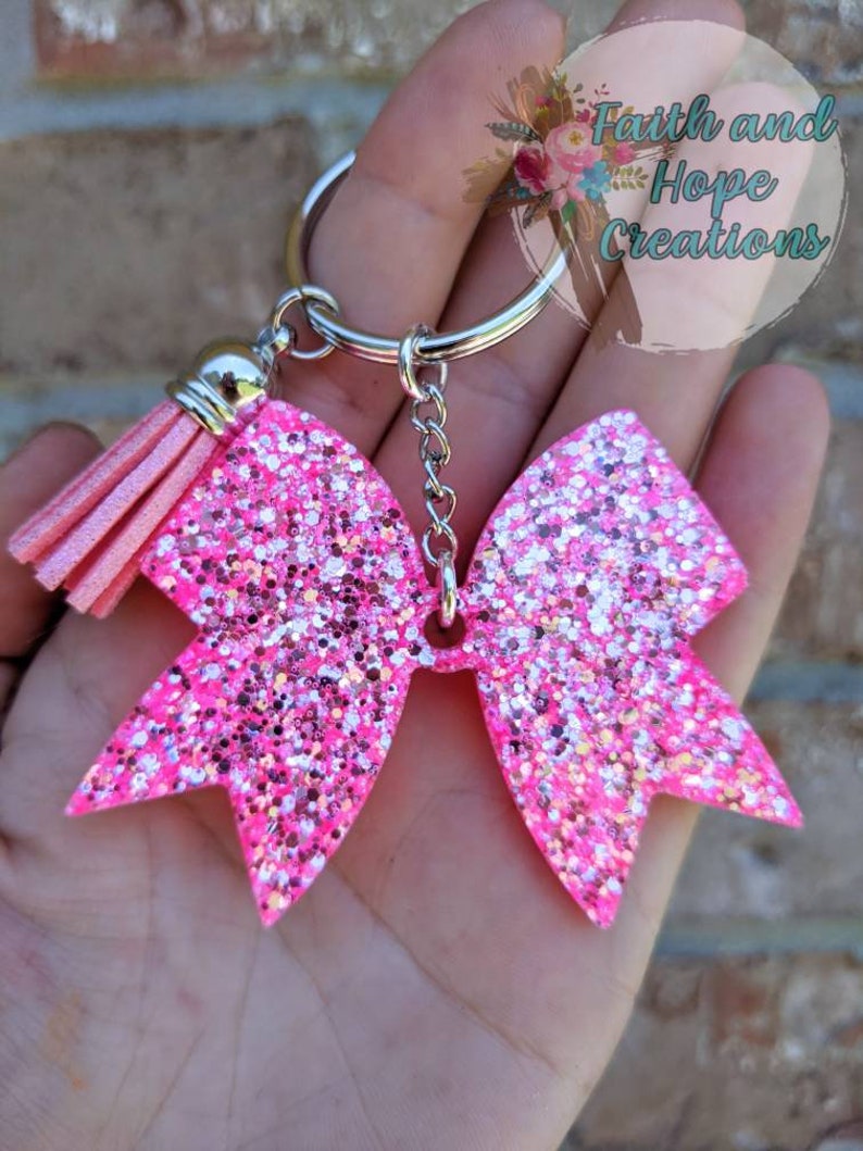 Glitter Bow Keychain - Etsy