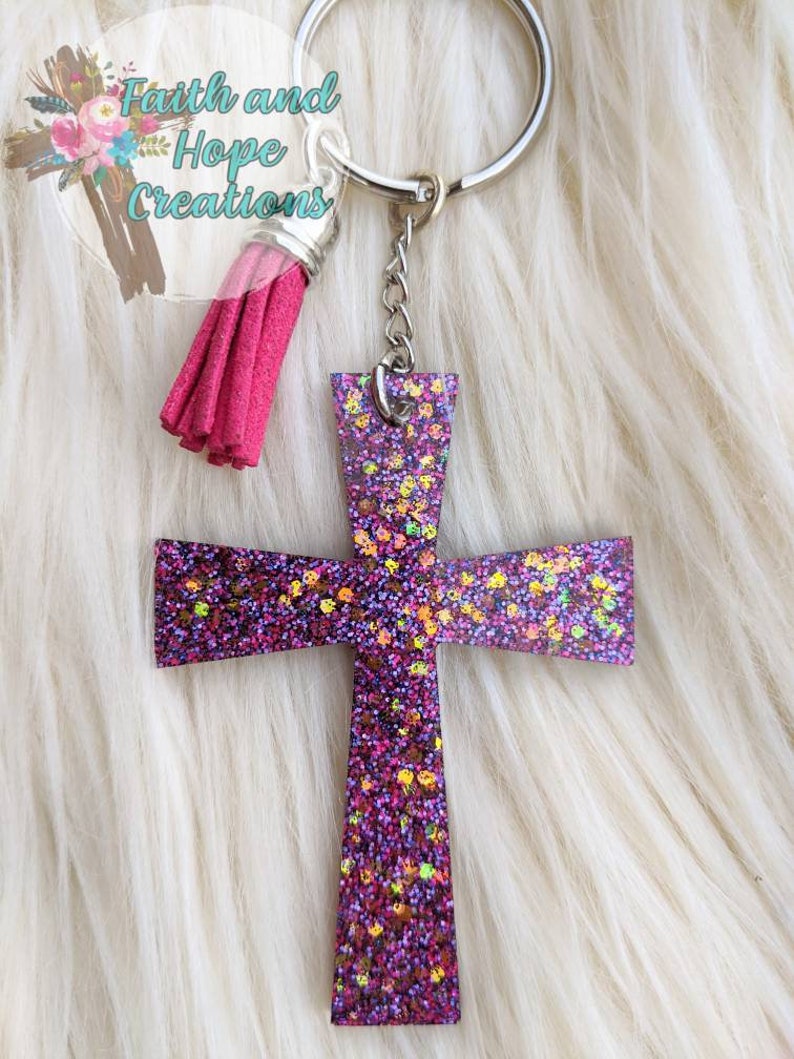 Multicolor Cross Keychain - Etsy