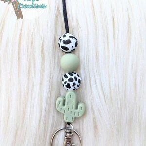 Beaded Cow Print Cactus Lanyard - Etsy