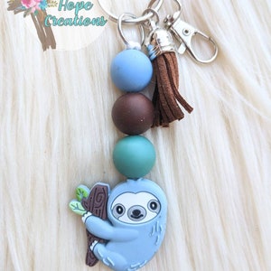 Beaded Sloth Keychain, Beaded Keychain Animal, Beaded Keychain Silicone ...