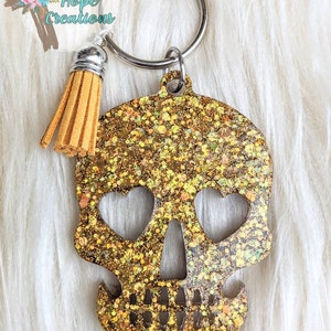 Glitter Skull Keychain - Etsy