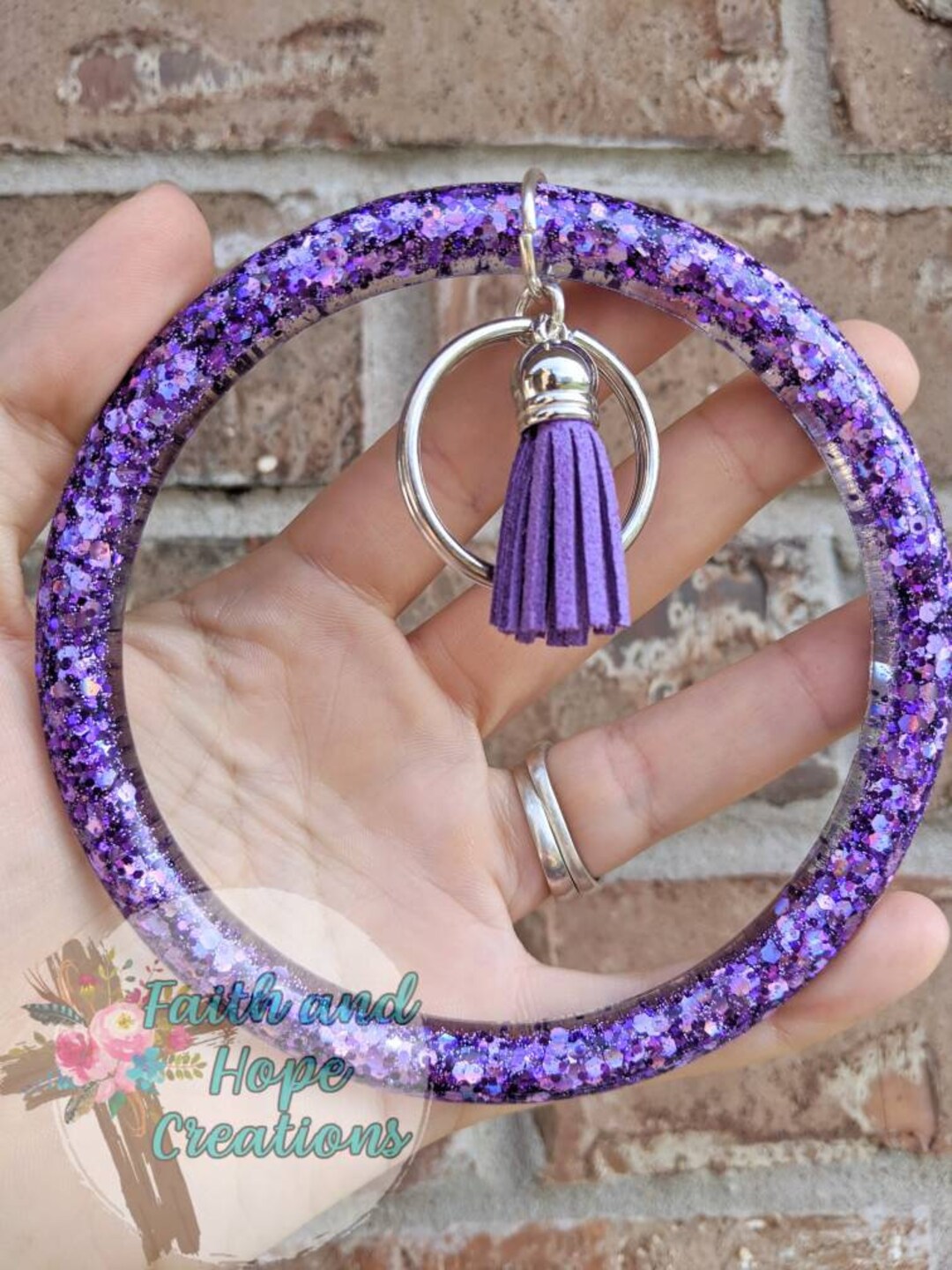 Glitter Keychain Bangle Keychain Bracelet Bangle Key Ring - Etsy