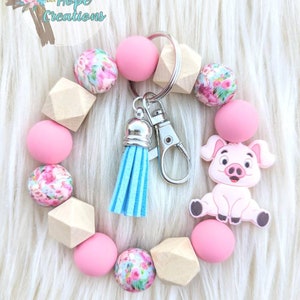 Beaded Pig Keychain Bracelet - Etsy