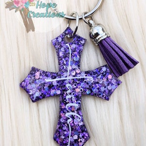 Purple Faith Cross Keychain - Etsy