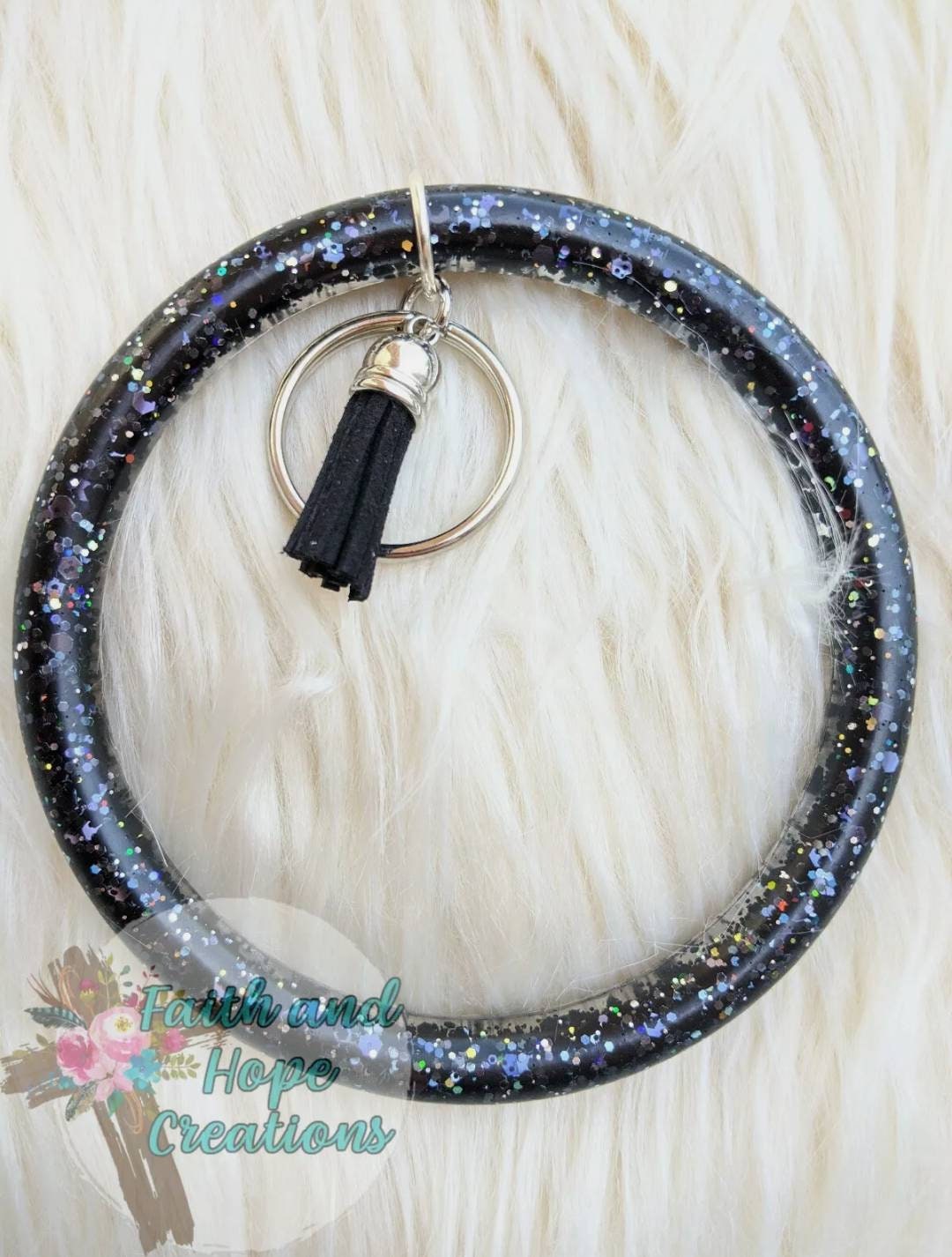 Glitter Keychain Bangle, Keychain Bracelet, Bangle Key Ring, Gifts for ...