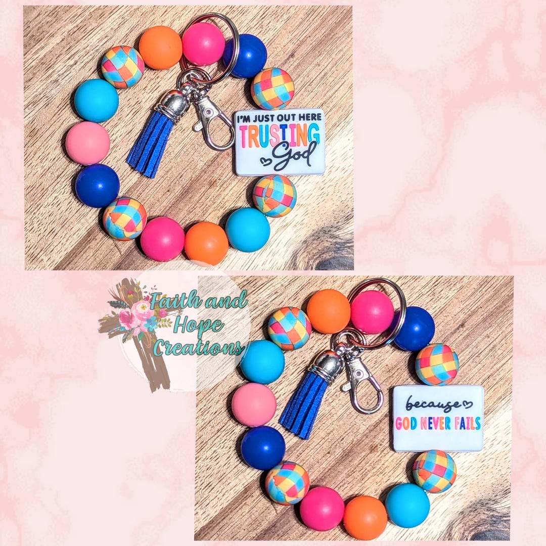 Beaded Trusting God Keychain Bracelet - Etsy