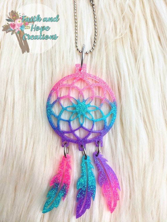 Glitter Resin Rearview Mirror Dreamcatcher/suncatcher | Etsy