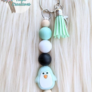 Beaded Penguin Keychain, Beaded Keychain Animal, Beaded Keychain ...