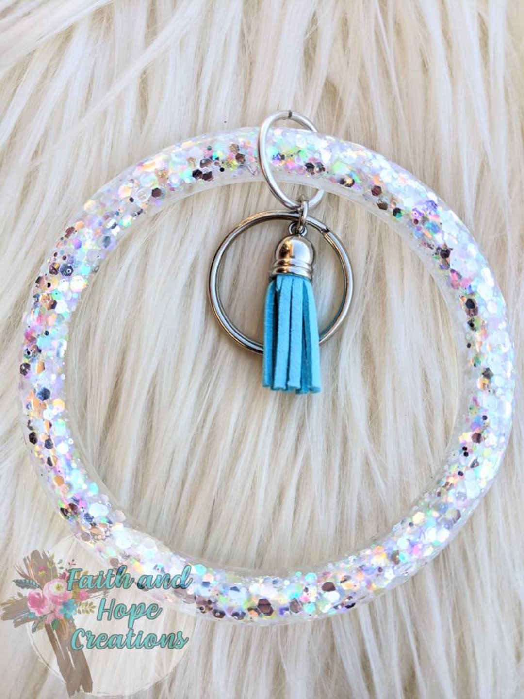 Glitter Keychain Bangle Keychain Bracelet Bangle Key Ring - Etsy