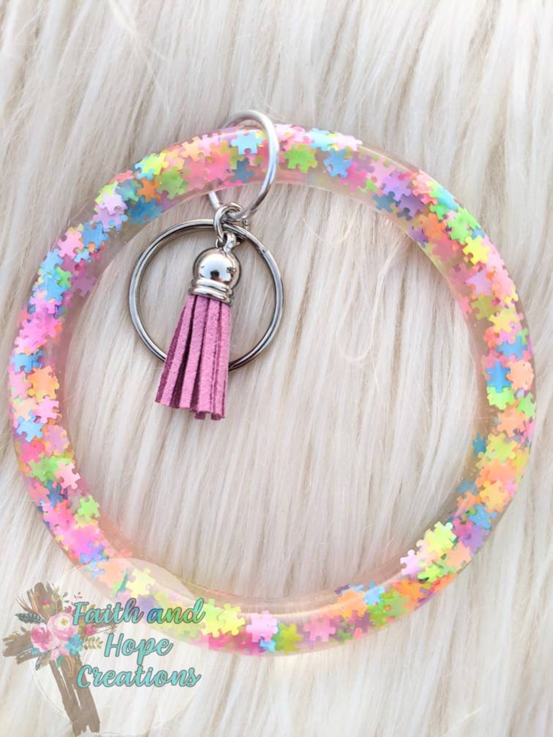 Glitter Keychain Bangle, Keychain Bracelet, Bangle Key Ring, Gifts for ...